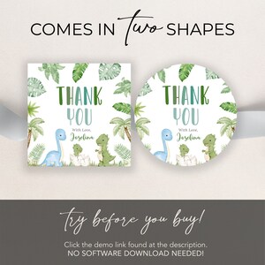 Dinosaur Thank You for Coming Gift Tag, EDITABLE It's a Boy Dinosaur ...