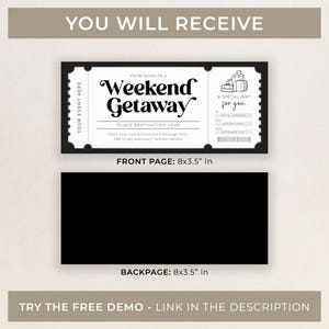 Weekend Getaway Gift Voucher, Editable Weekend Away Coupon Ticket ...