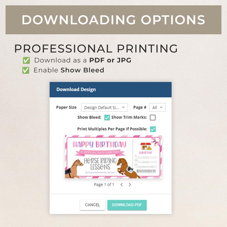 Horse Riding Lessons Gift Voucher, Editable Birthday Surprise Template ...