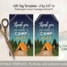 EDITABLE Camping Birthday Gift Tag, Camping Party Favor Template, Thank ...