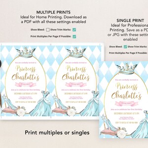 Cinderella Birthday Invitation, EDITABLE Princess Party Invite Template ...