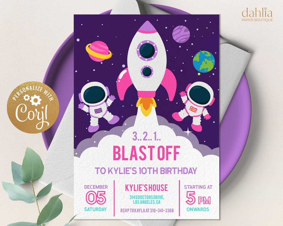 EDITABLE Space Birthday Party Invitation Galaxy Party | Etsy
