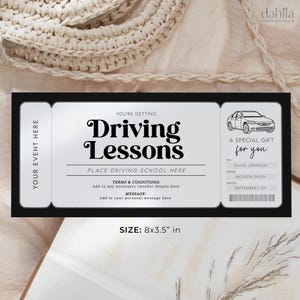 Driving Lesson Gift Voucher, Editable Driving School Gift Certificate ...