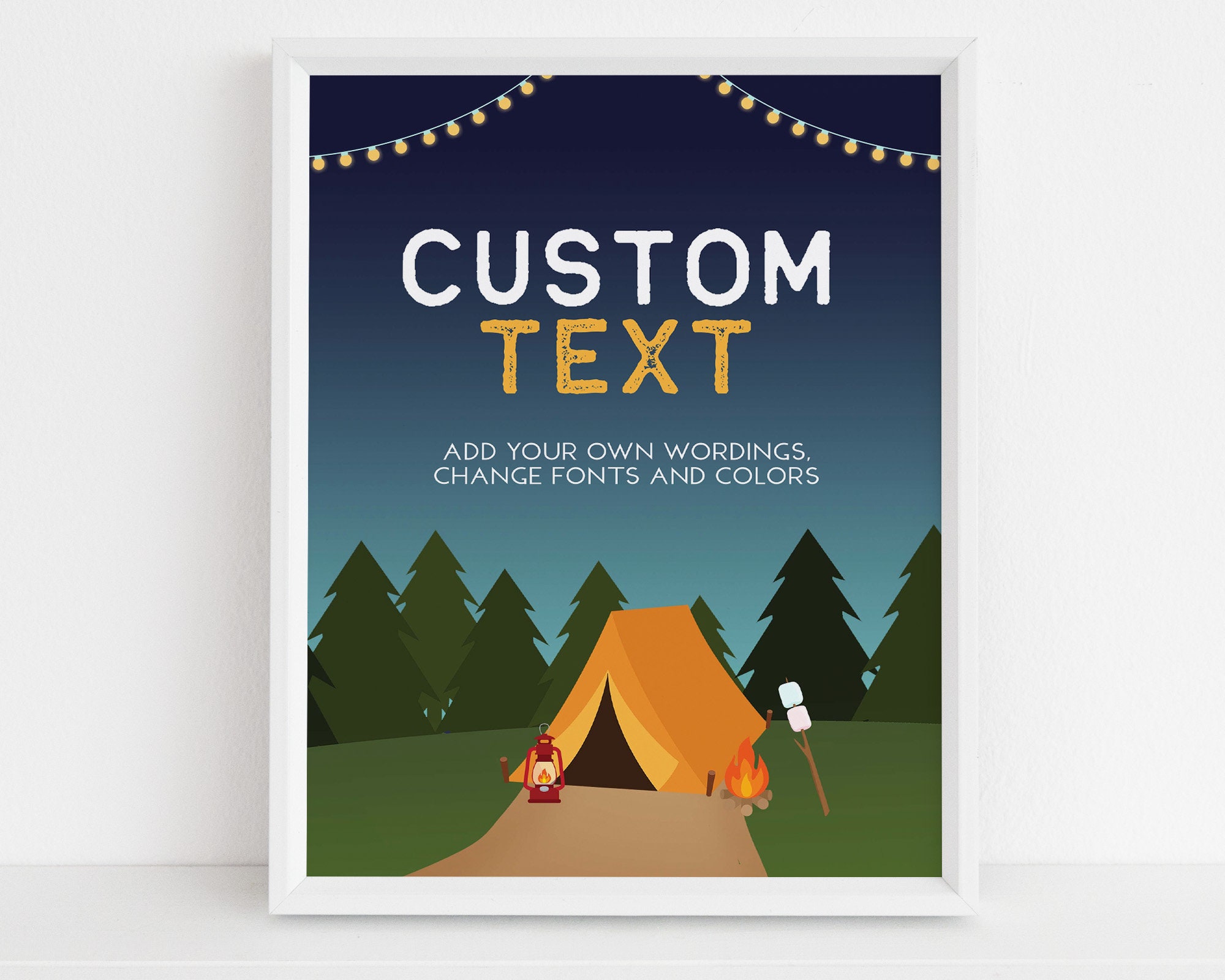 Camping Birthday Custom Text Sign Camping Party Decor Camp - Etsy