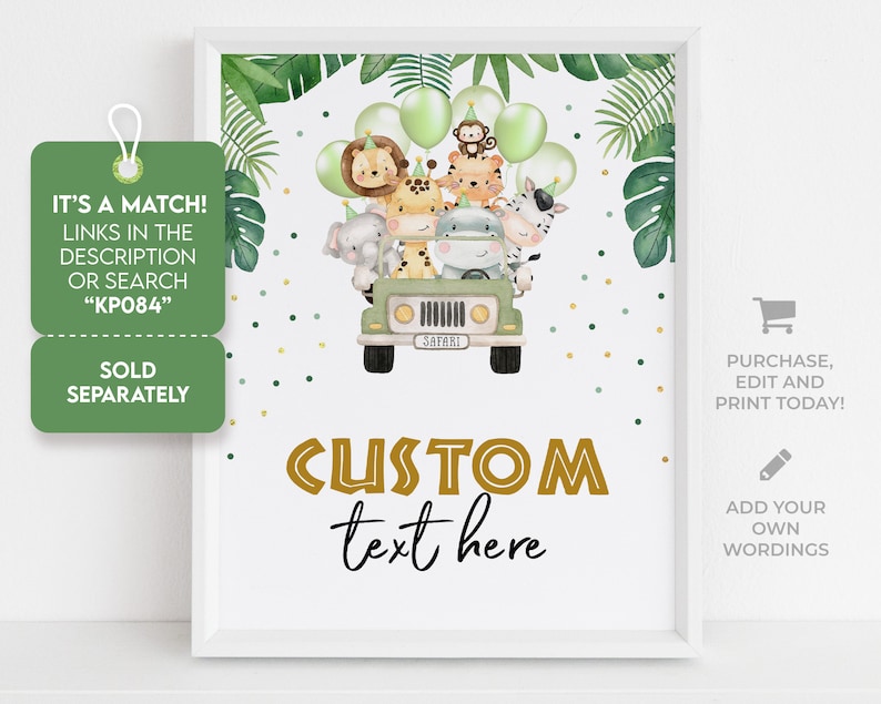 Wild One Gable Box Label Template, Editable Jungle Party Sticker, Boy ...