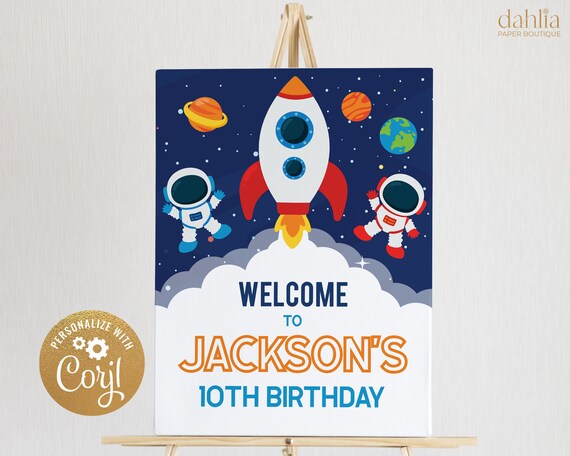 EDITABLE Space Birthday Welcome Sign Galaxy Planets Party - Etsy