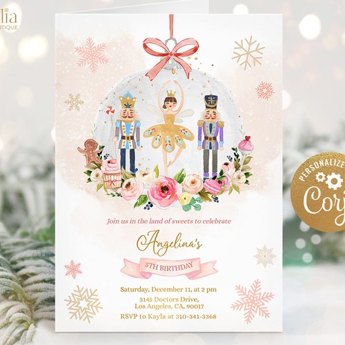 Editable Nutcracker Birthday Invitations Printable Land Of Etsy