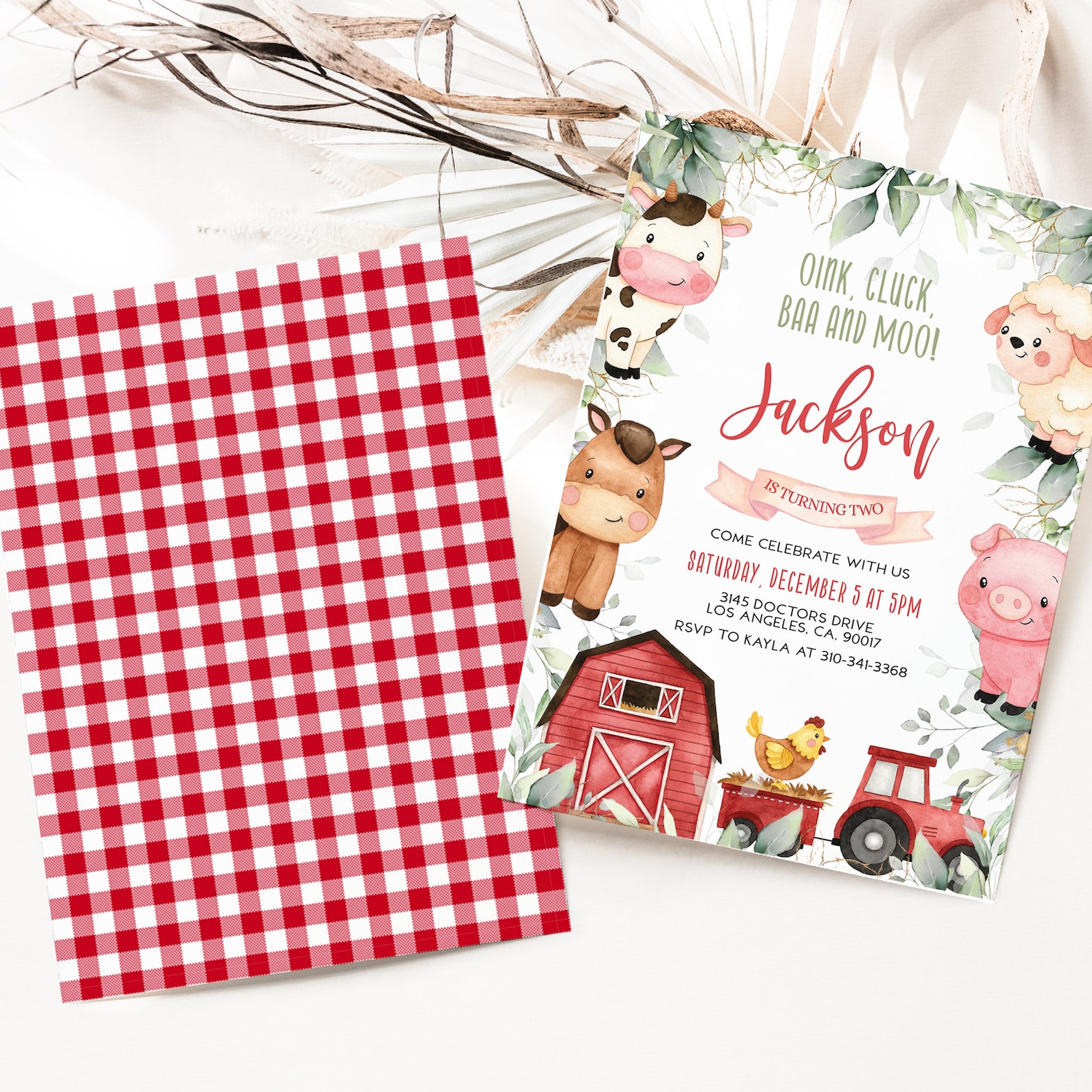 EDITABLE Farm Birthday Invitation, Barn Animals Party Invite Template ...