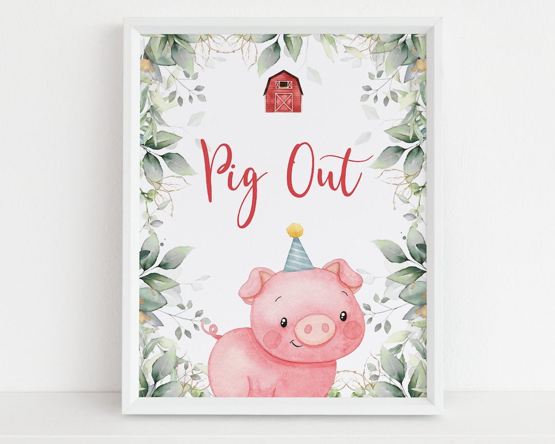 Farm Pig Out Sign, EDITABLE Barn Animal Birthday, Red Ranch Baby Shower ...