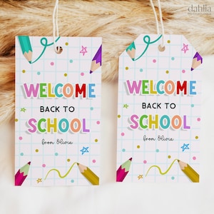 Welcome Back to School Favor Tags, EDITABLE First Day of School Gift ...