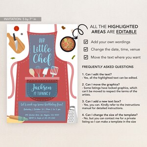 EDITABLE Cooking Birthday Invitation, Red Kitchen Party Invite, Our ...