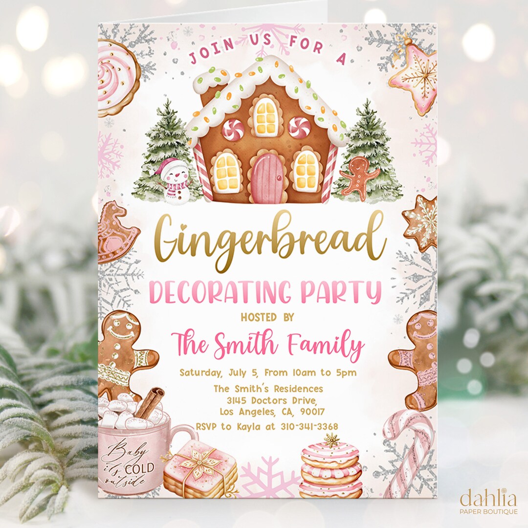 Gingerbread House Decorating Invitation, Editable Christmas Party ...