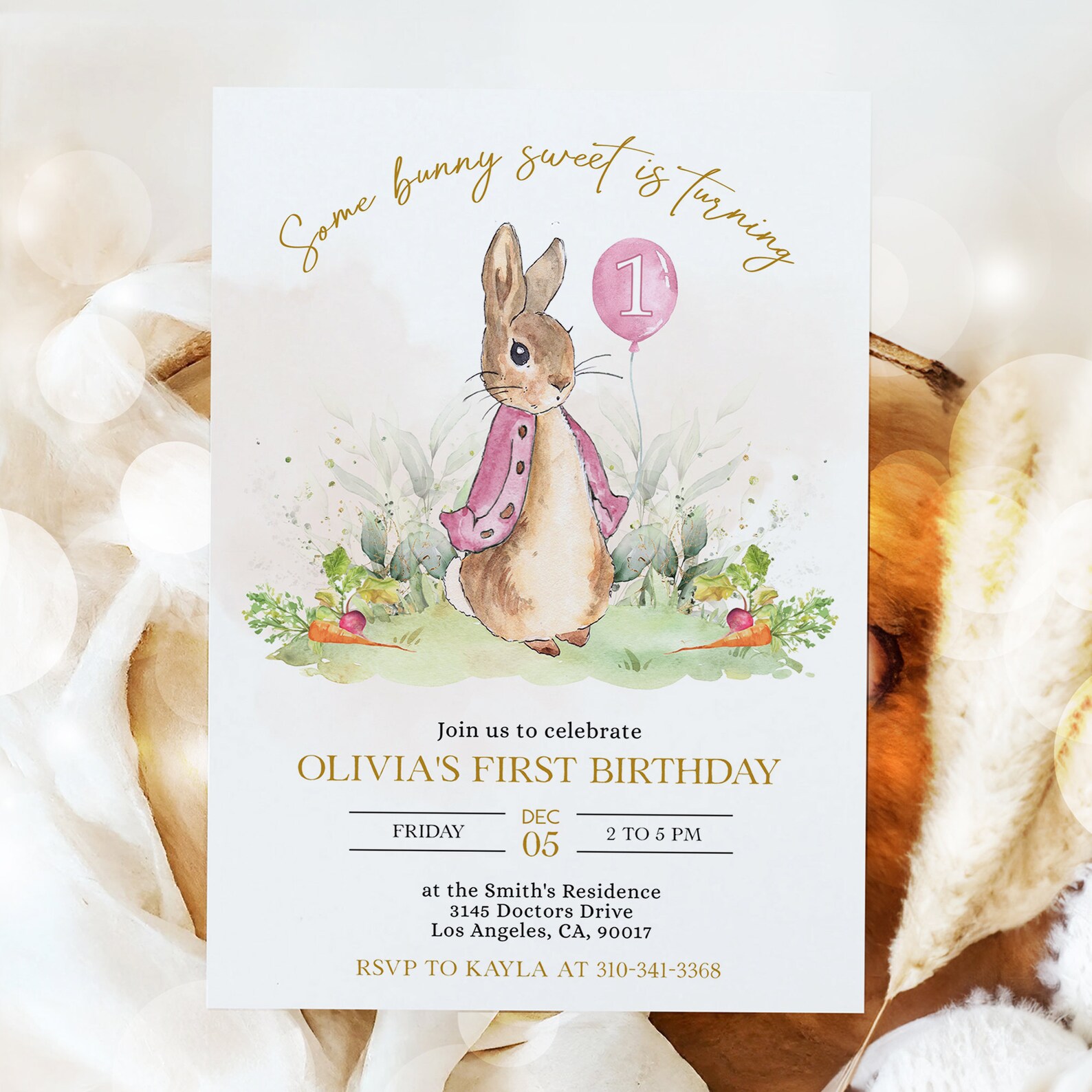 Peter Rabbit First Birthday Invitation, Editable Invite Template ...