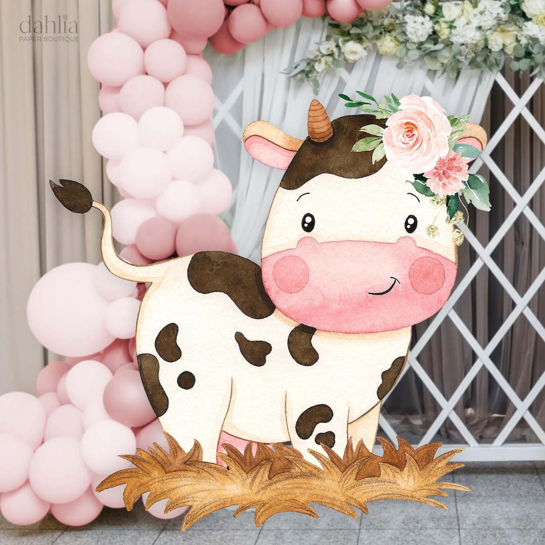 Barn Animal Big Decor Cutout, Cow Cutout, Pink Farm Birthday, Ranch ...