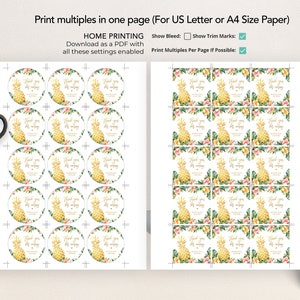 Pineapple Birthday Thank You for Coming Gift Tag, EDITABLE Hawaiian ...