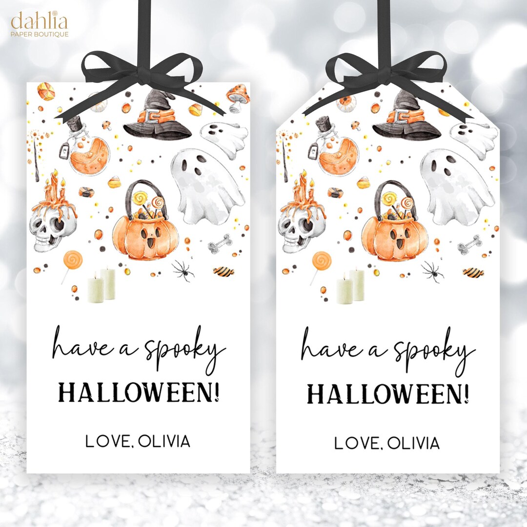 Trick or Treat Gift Tag, Editable Happy Halloween Bag Tag, Printable ...