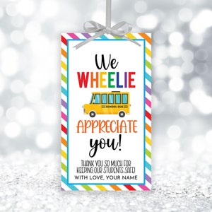 Editable School Bus Driver Favor Tags, Appreciation Week Gift Tag ...