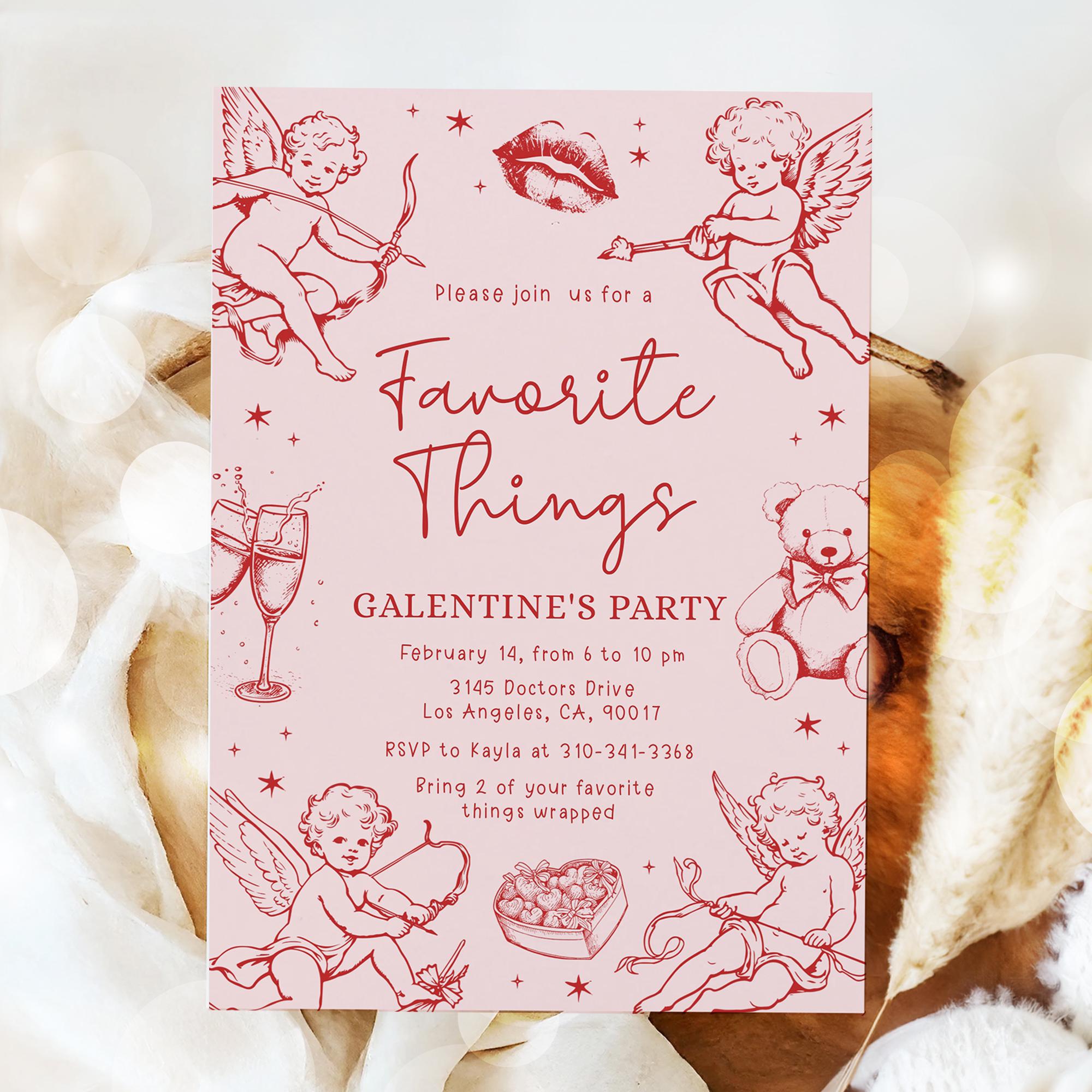 Favorite Things Party Invitation, Editable Cupid Valentine's Day Invite ...