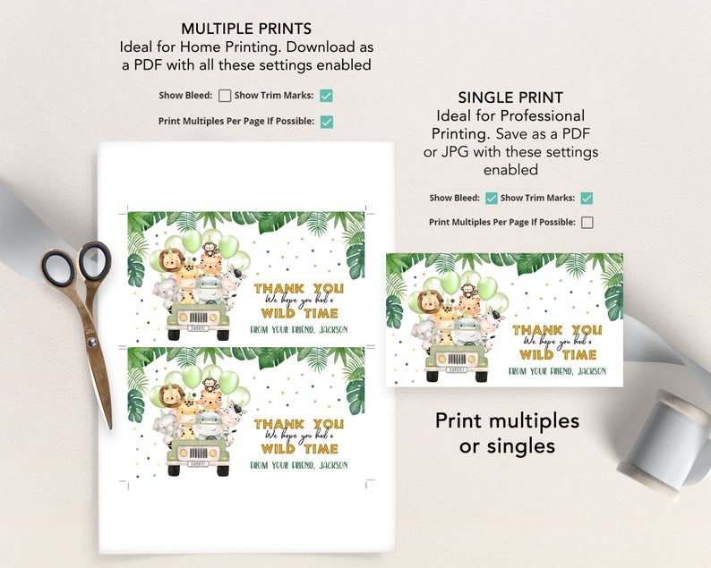 Wild One Gable Box Label Template, Editable Jungle Party Sticker, Boy ...