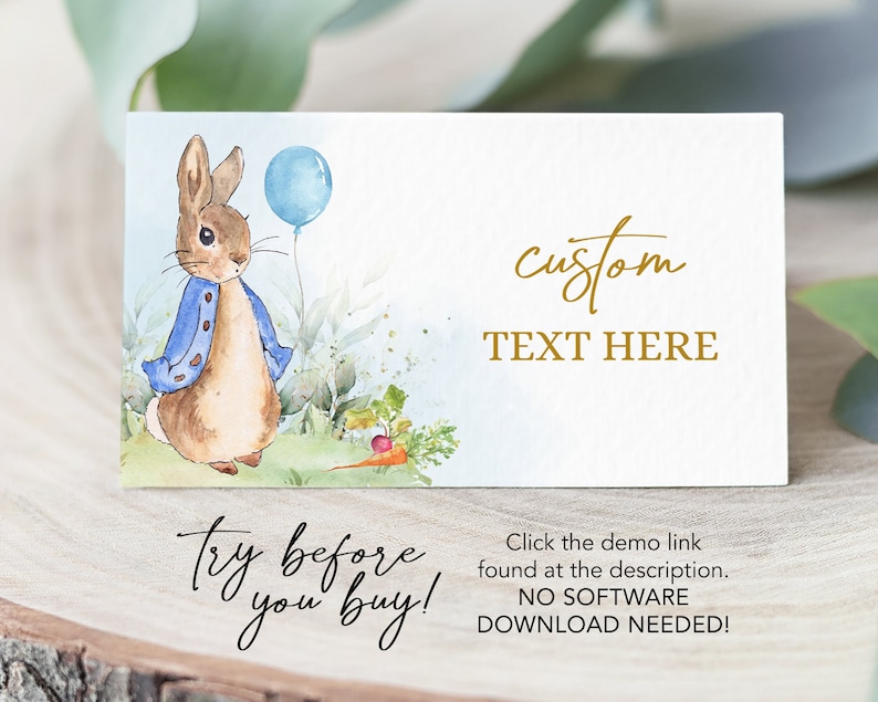 Peter Rabbit Food Labels Template, Flopsy Bunny Place Card, Blue Boy ...
