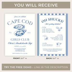 Cape Cod Bachelorette Invitation, Beach Bachelorette Weekend Itinerary ...