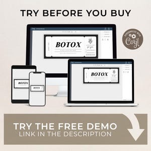 Botox Coupon Template, Editable Botox Gift Voucher, Botox Ticket Gift ...