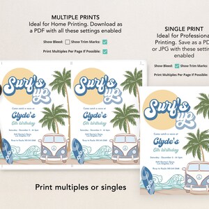 Surf's up Invitation, EDITABLE Swimming Party Invite Template, Tropical ...