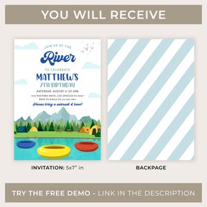 River Tubbing Birthday Invitation, EDITABLE Summer Lake Party Invite ...