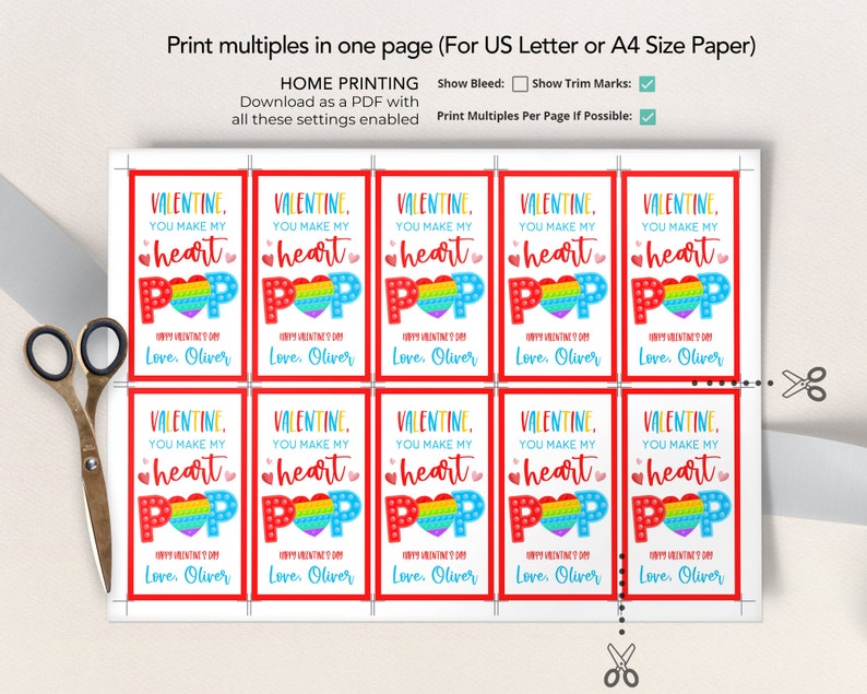 EDITABLE Pop It Valentine Gift Tag, You Make My Heart Pop Valentines ...