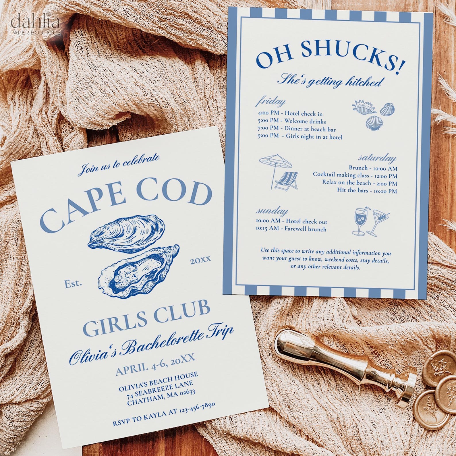Cape Cod Bachelorette Invitation, Beach Bachelorette Weekend Itinerary ...