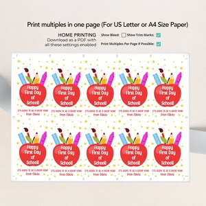 First Day of School Favor Tags, EDITABLE Back to School Gift Tag ...
