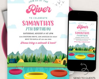 RIVER TUBING Birthday Invitation - Etsy