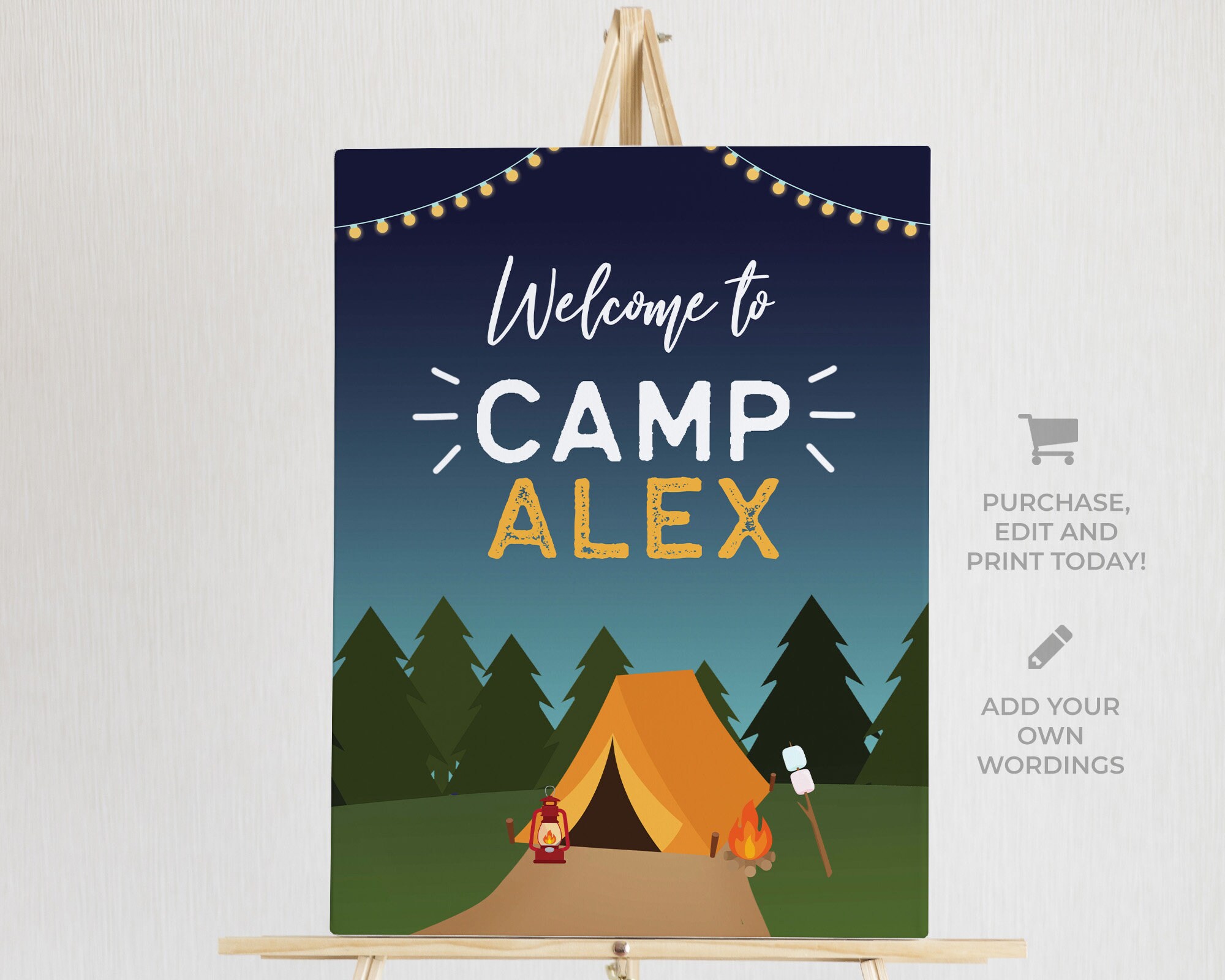 Camping Birthday Welcome Sign Camping Party Decor Camp Out - Etsy
