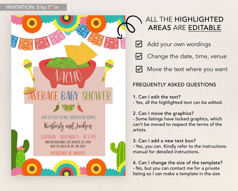 Nacho Average Baby Shower Invitation Fiesta Baby Shower | Etsy