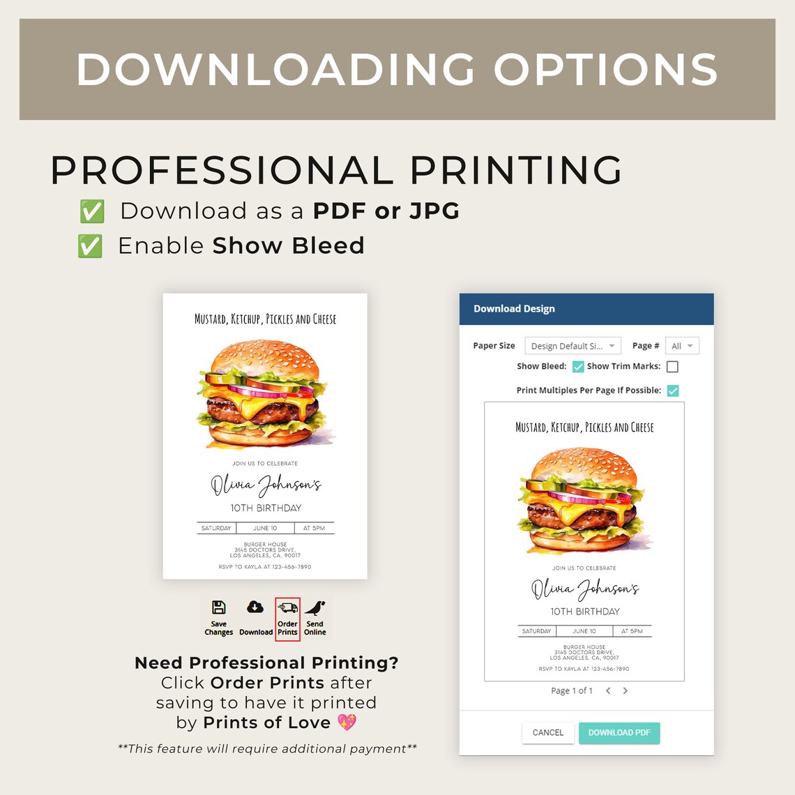 Burger Party Birthday Invitation, Editable Snack Party Invite Template ...