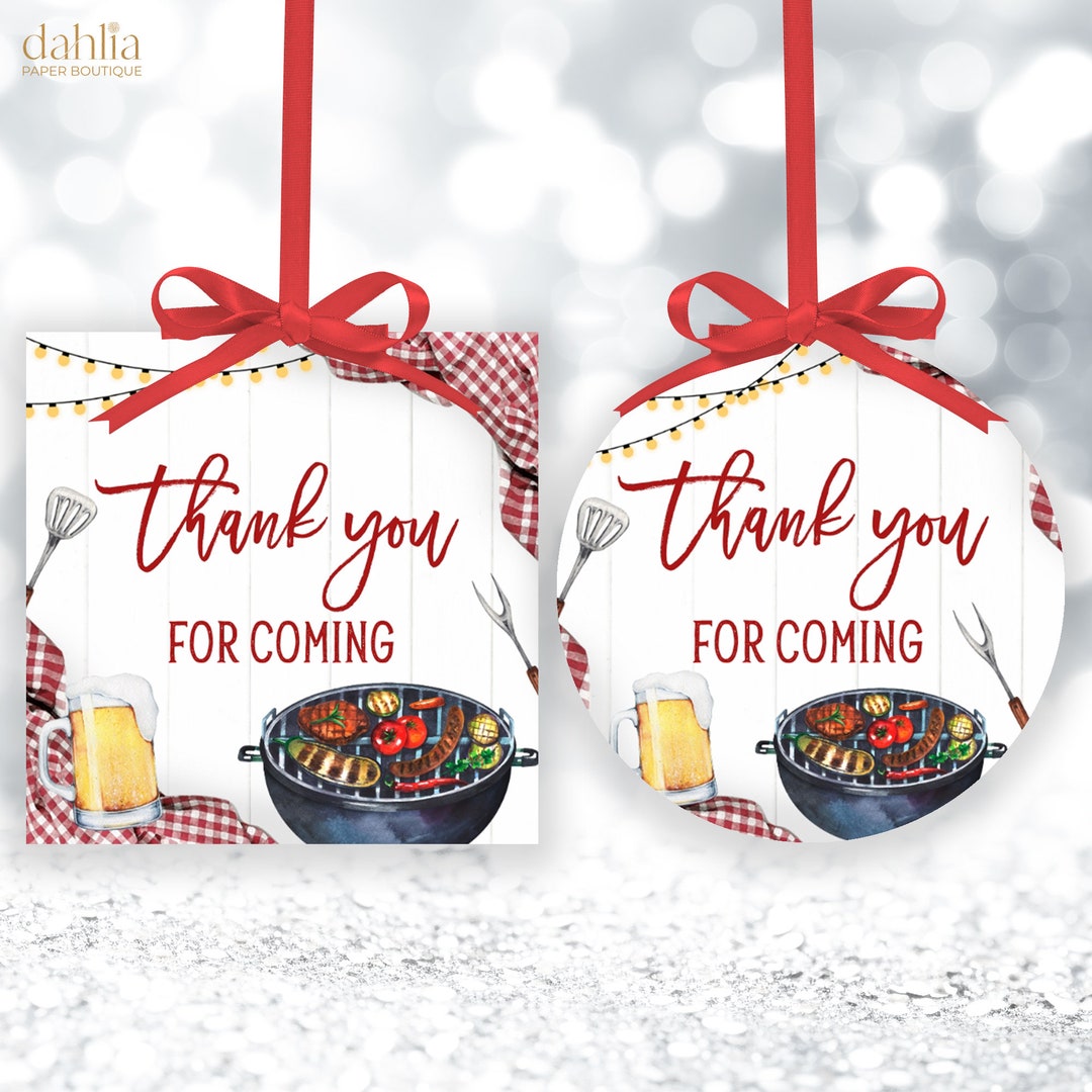 Summer Cookout Thank You Gift Tag, EDITABLE Red Gingham Backyard Party ...
