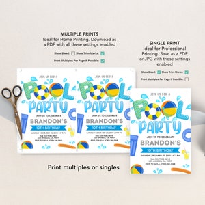 Pool Party Invitation, EDITABLE Swimming Party Invite, Tropical Boy ...