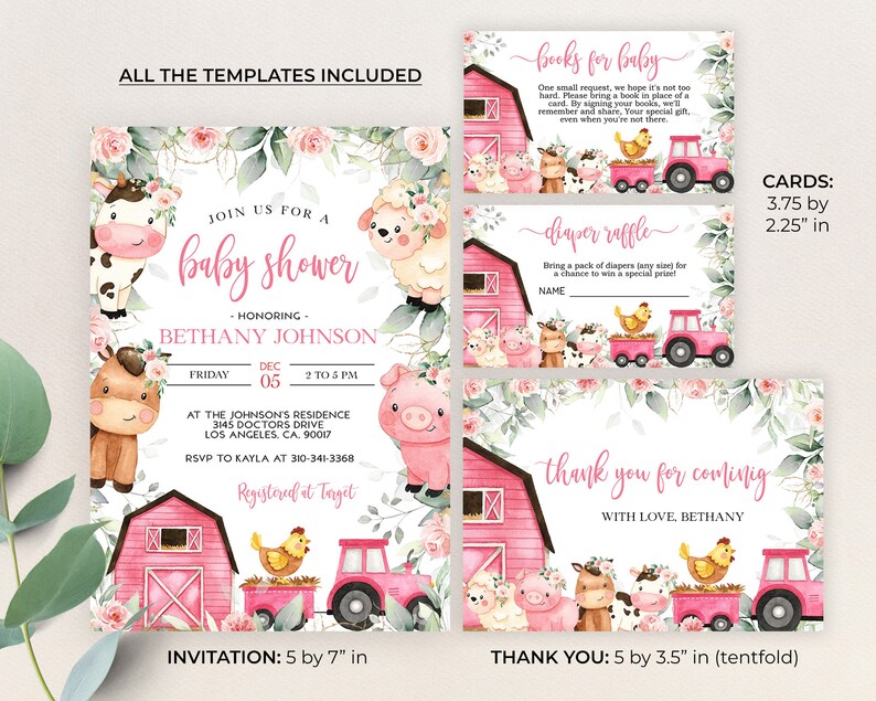 Farm Baby Shower Bundle EDITABLE Barn Animal Baby Shower - Etsy