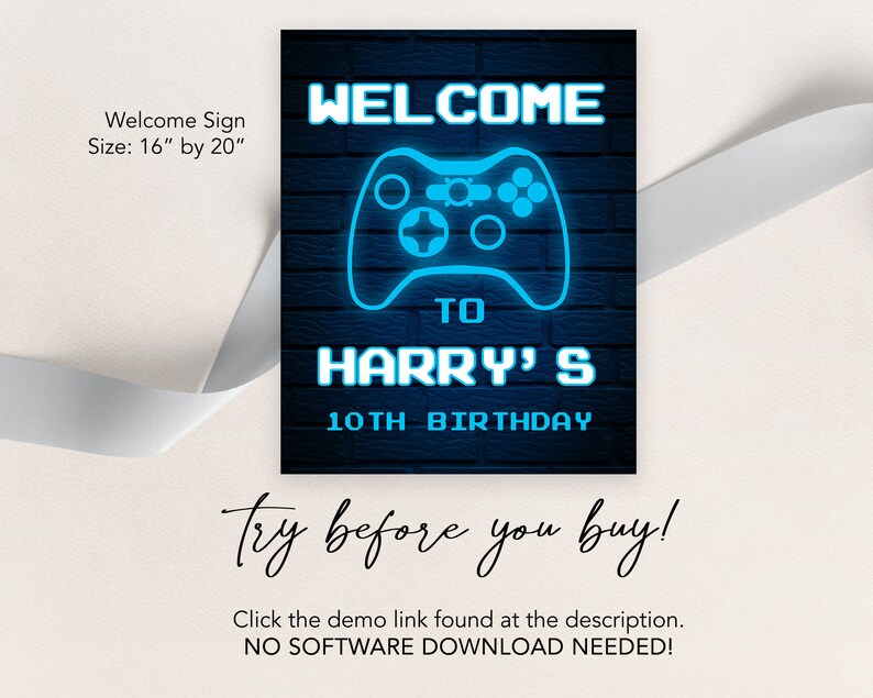 Video Game Birthday Welcome Sign EDITABLE Gamer Party Decor - Etsy