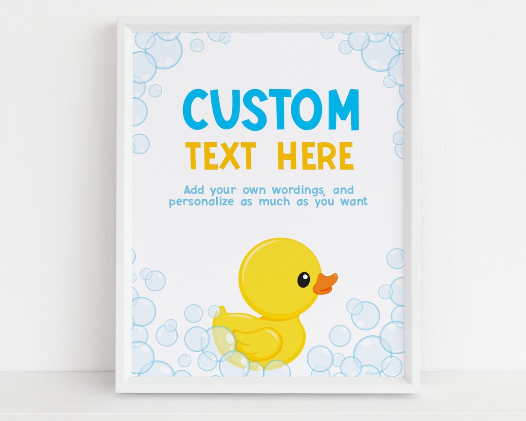 Rubber Duckie Birthday Custom Text Sign, EDITABLE Duck Party Decor ...