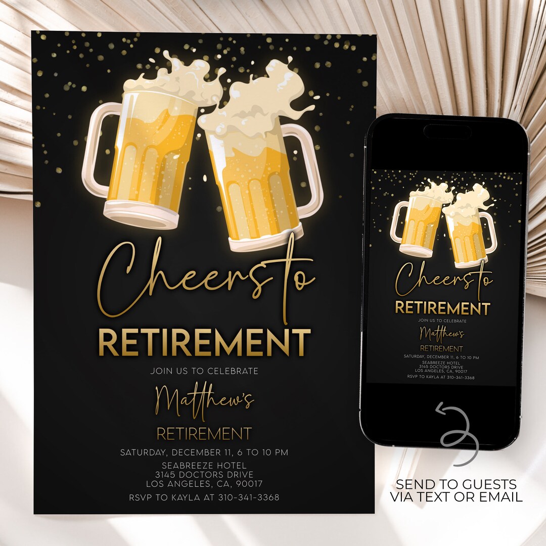 Beer Retirement Invitation, Editable Beer Retirement Invite Template ...