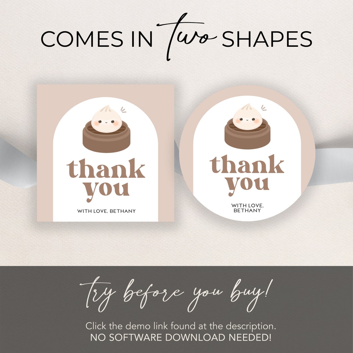 Dumpling Thank You for Coming Gift Tag, EDITABLE Dimsum Party Favor Tag ...