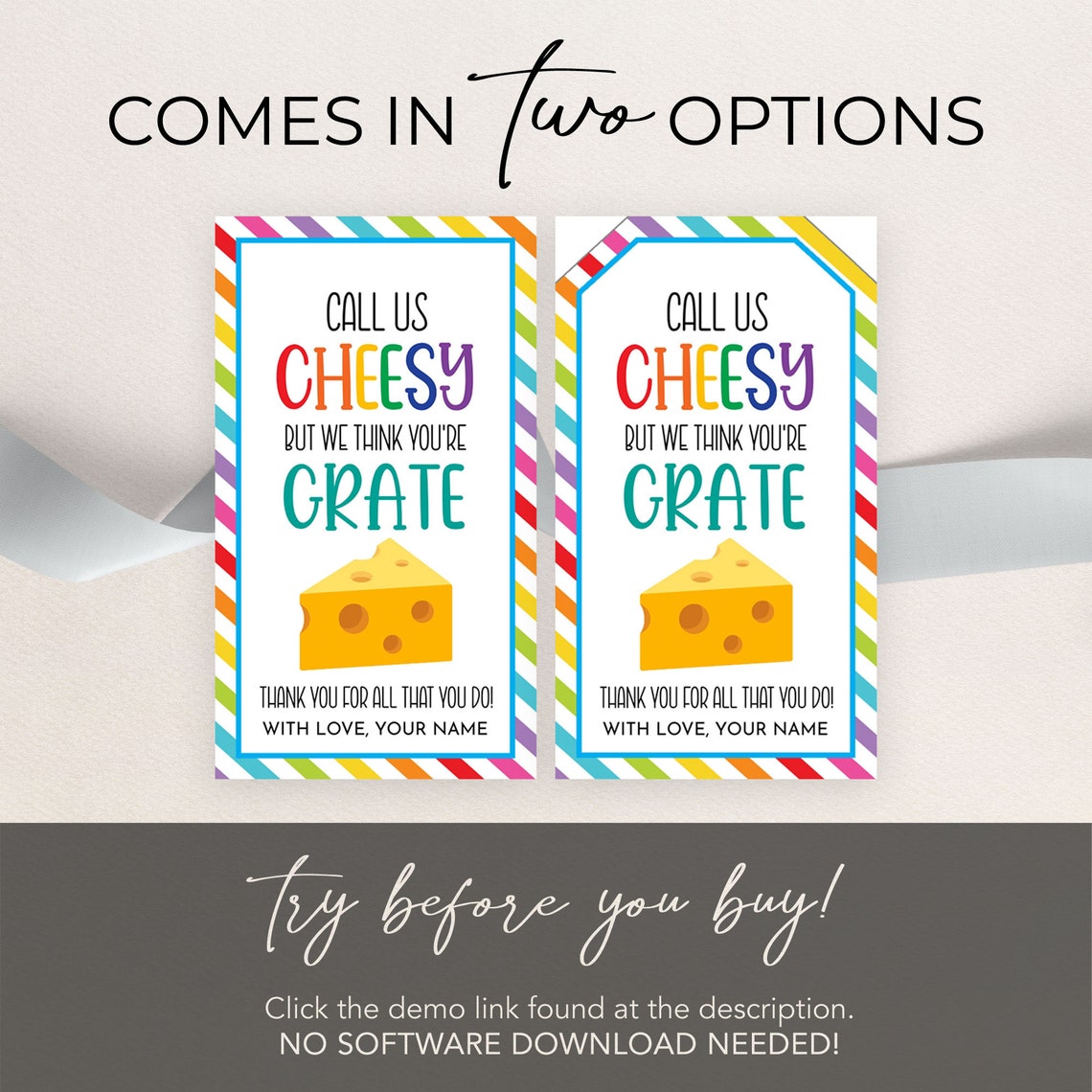 Editable Cheesy Favor Tags, Appreciation Week Gift Tag Template ...