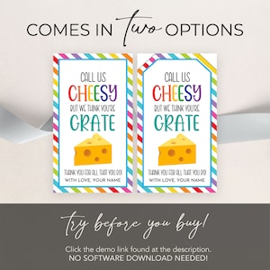 Editable Cheesy Favor Tags, Appreciation Week Gift Tag Template ...