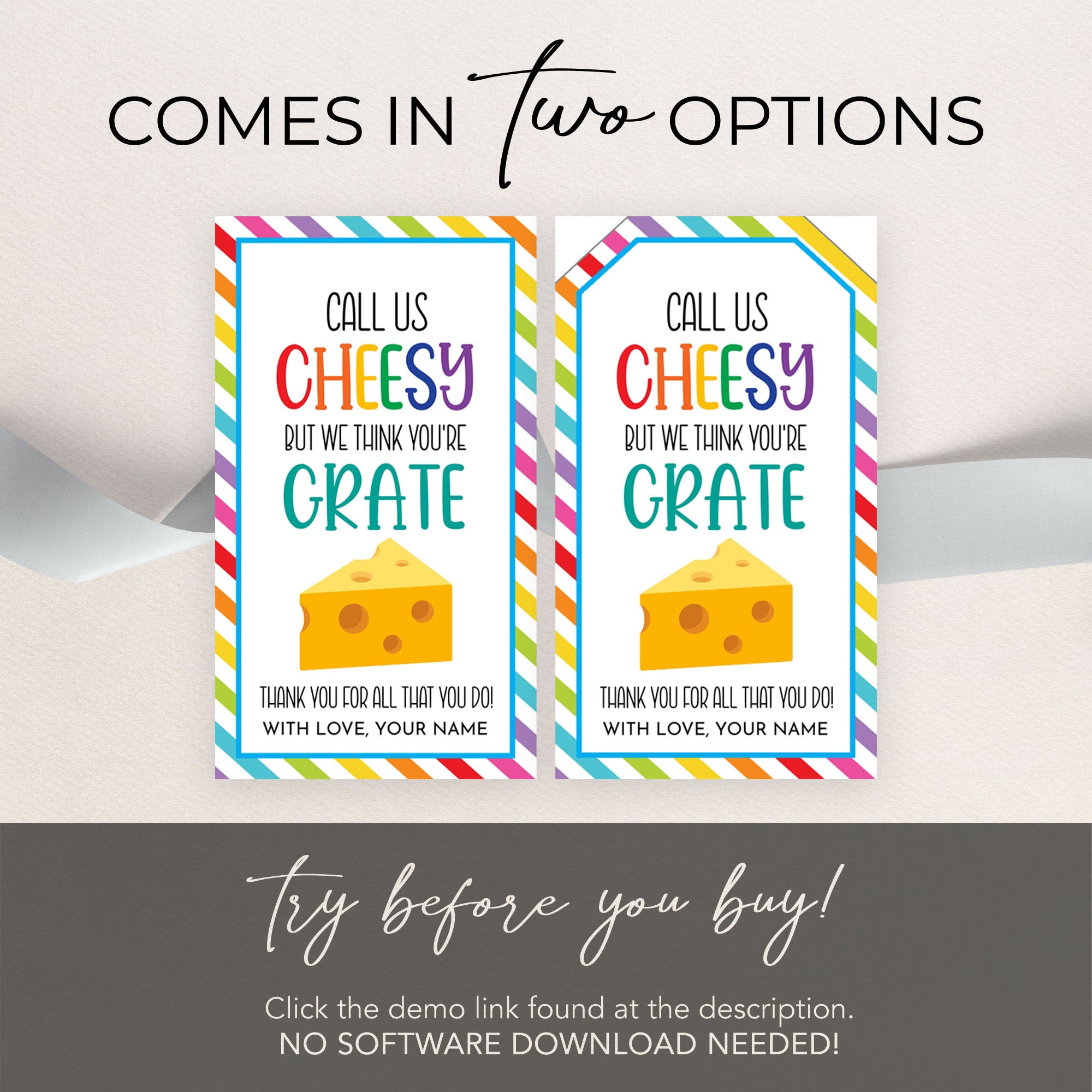 Editable Cheesy Favor Tags, Appreciation Week Gift Tag Template ...