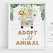 Wild One Custom Adopt A Wild Animal Sign, EDITABLE Safari Animals Party ...