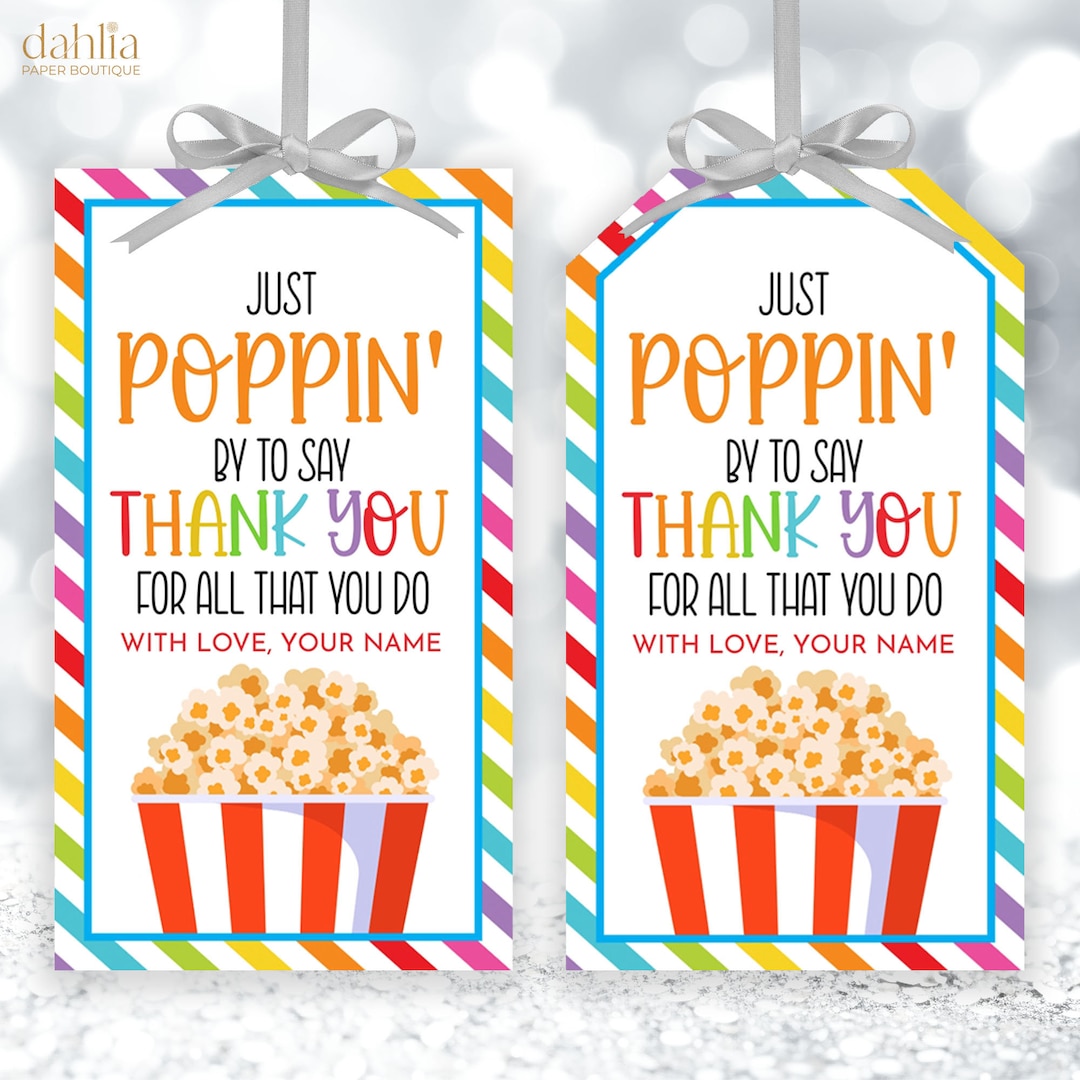 Editable Popcorn Gift Tag, Appreciation Week Gift Tag, Thank You ...