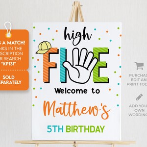 EDITABLE High Five Birthday Thank You for Coming Gift Tag, Printable Hi ...