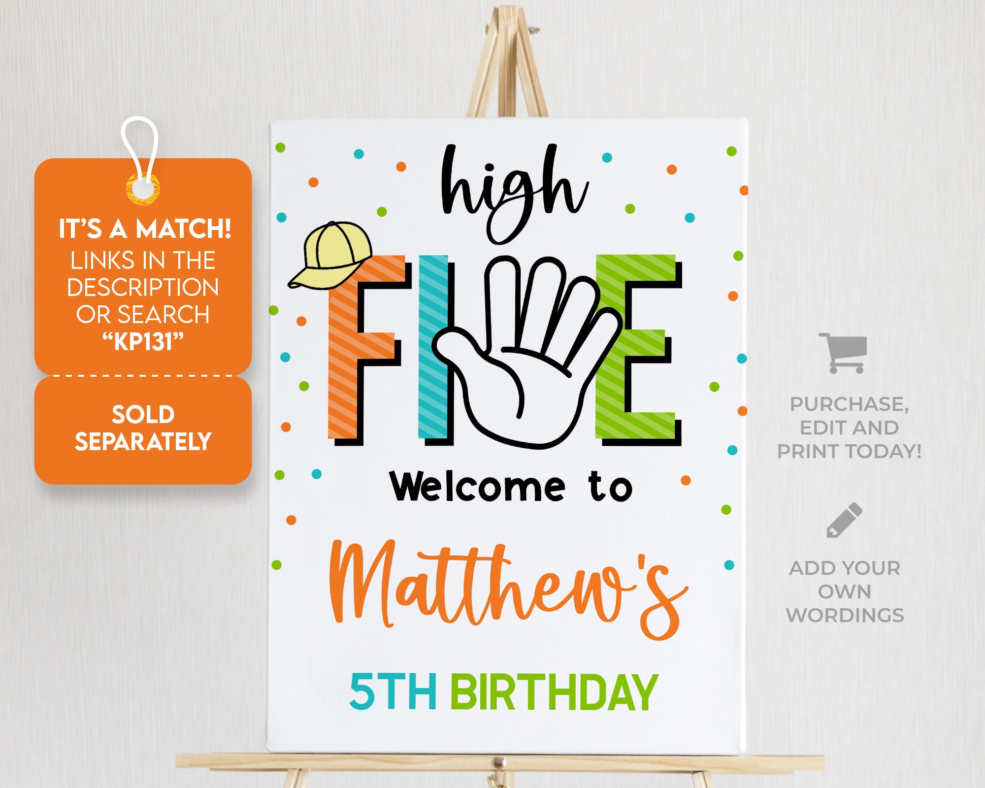 EDITABLE High Five Birthday Thank You for Coming Gift Tag, Printable Hi ...