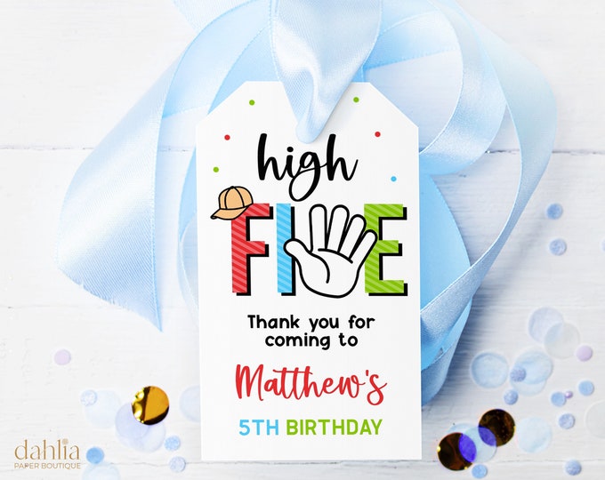 Hi Five Favor Tag · Thank You Tags · High Five Party Tags · Black ...